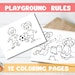 Playground Safety Rules: 12 Coloring Pages (PDF) - Etsy