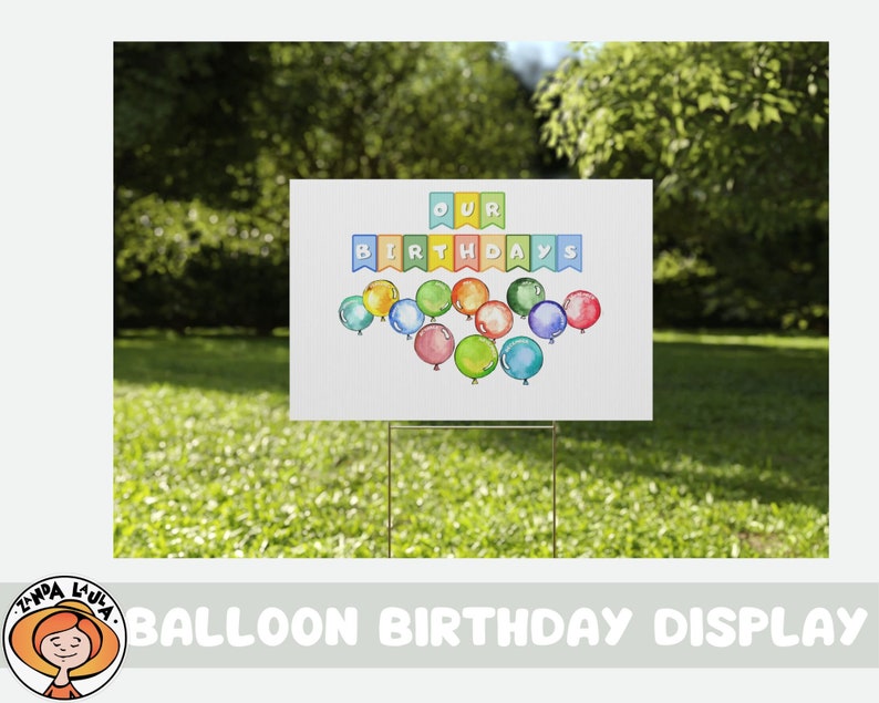 Balloon Birthday Display for Kids. Bulletin Board. Editable Birthday ...