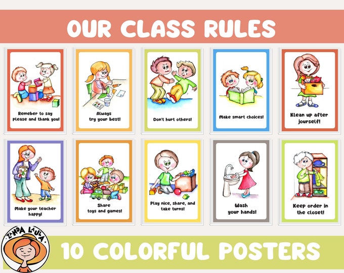 Playground Safety Rules Posters: Colorful Kids Play Signs. Playground ...