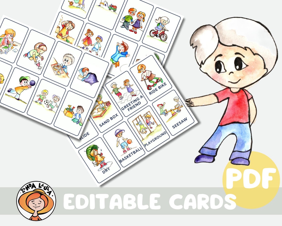 Editable Cards for Kids Visual Communication Picture Icons Schedule ...