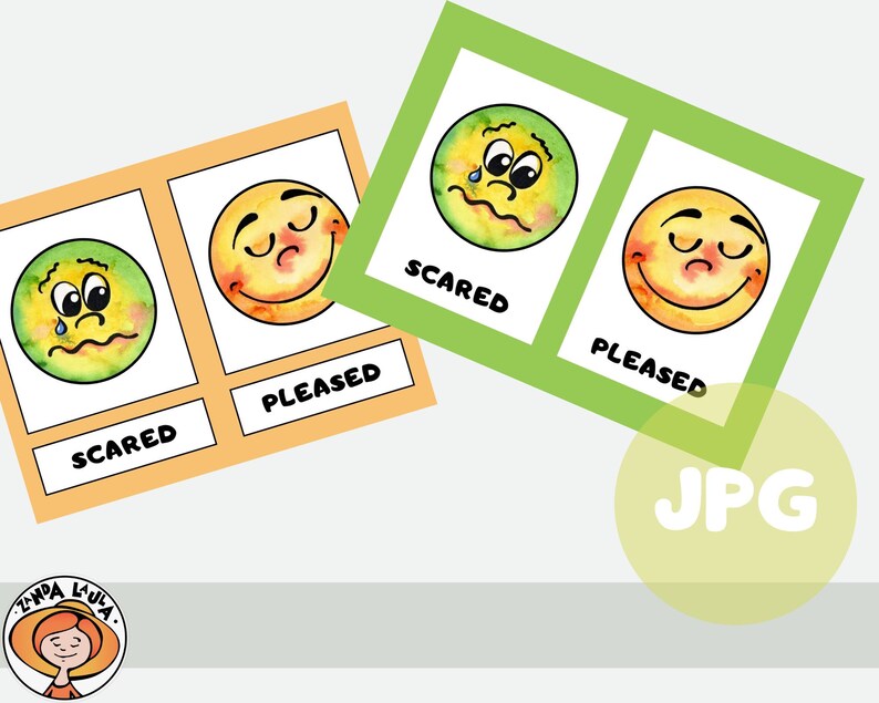 Colorful Emotion Faces Flashcards: Learning Feelings (digital Download ...