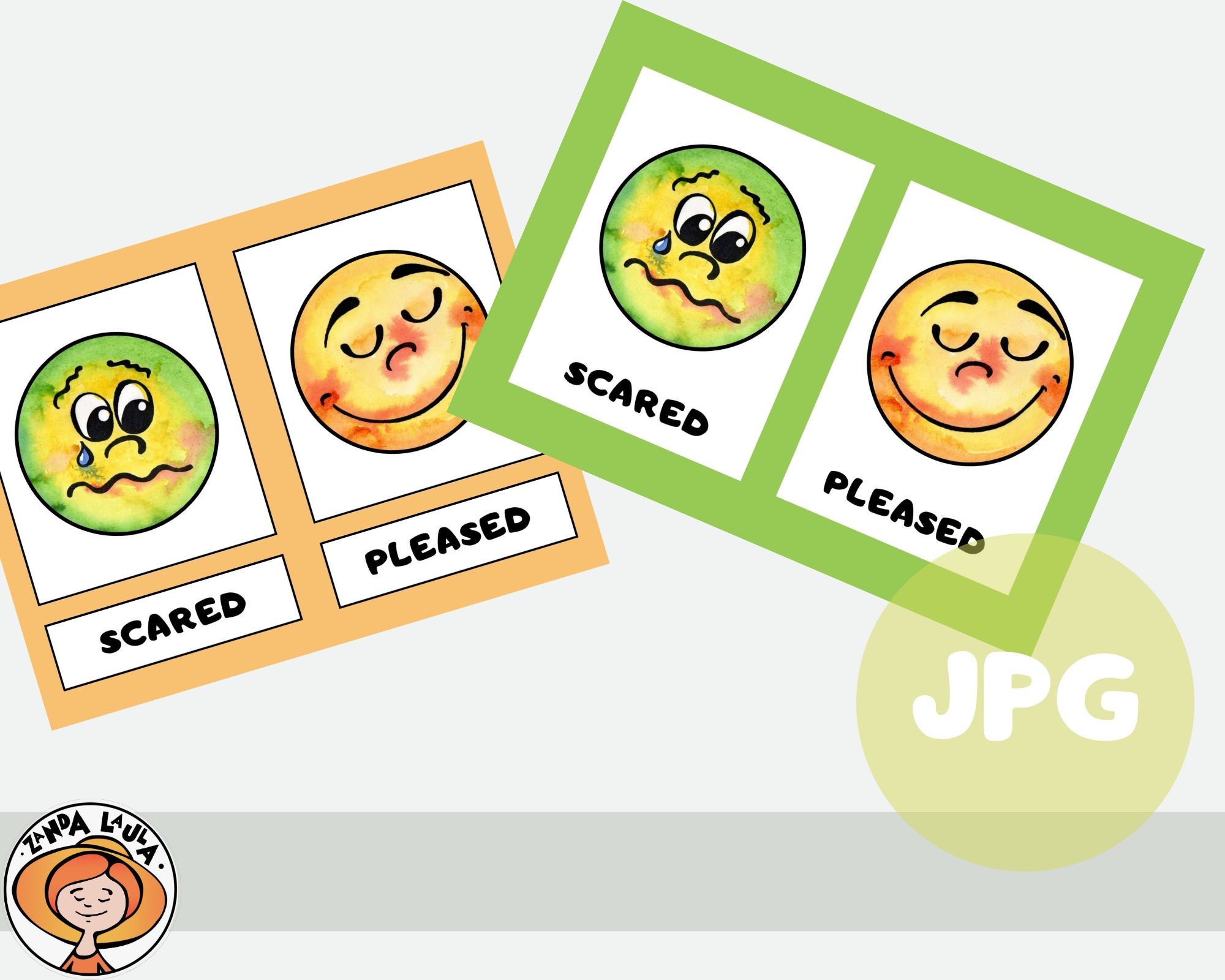 Colorful Emotion Faces Flashcards. Feelings Cards, Emotions Chart ...