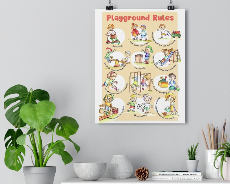 Playground Rules Poster for Kids. A3, Poster Children, Wall Decoration ...
