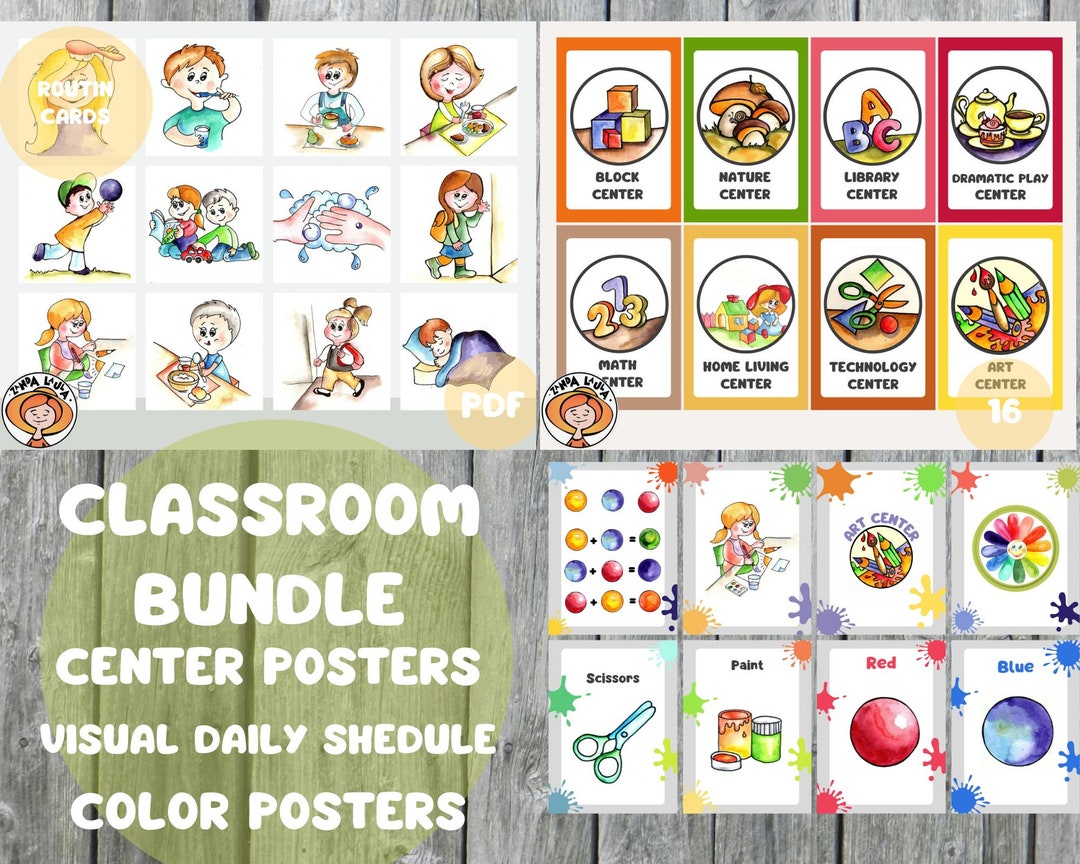 Classroom Decor Bundle. Color Posters. Center Posters. for Kids and ...