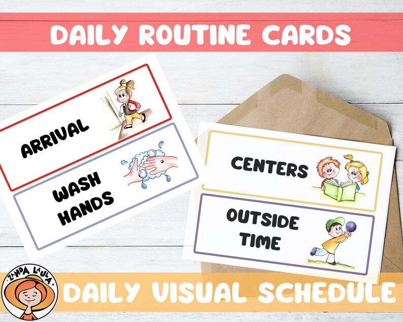 Visual Schedule for Toddler Kids. Daily Routine Cards for Kids. Daily ...