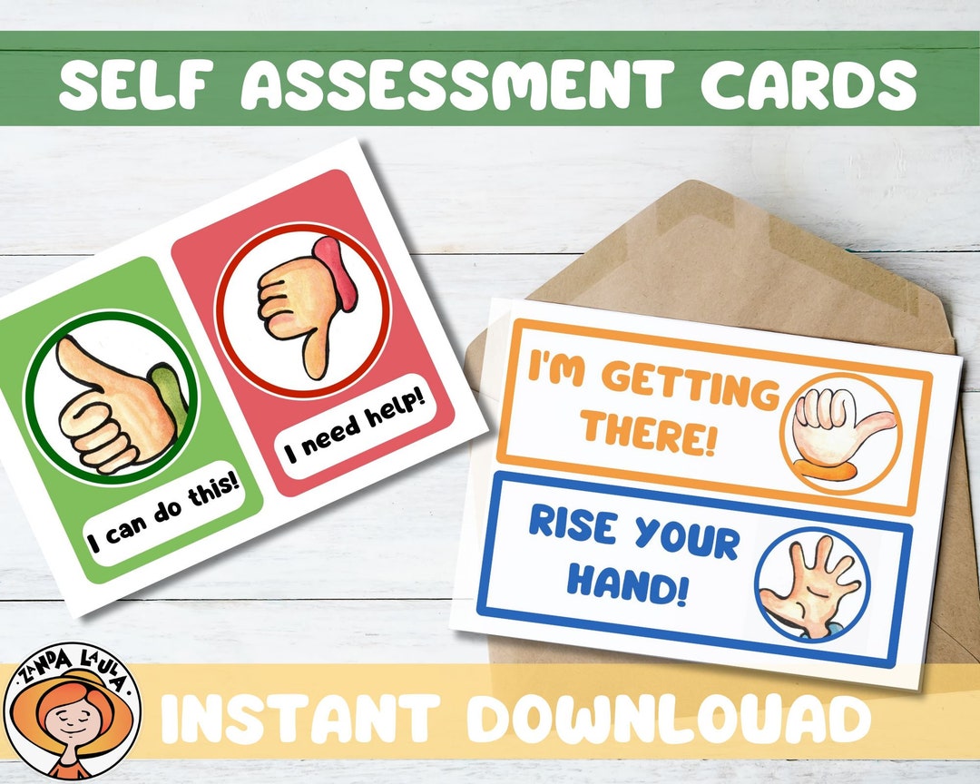 Self Assessment Cards for Kids. Formative Self-assessment of ...