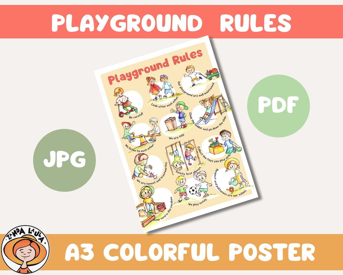 Playground Rules Poster for Kids. A3, Poster Children, Wall Decoration ...
