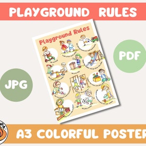 Playground Rules Poster for Kids. A3, Poster Children, Wall Decoration ...