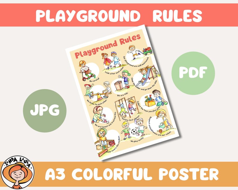 Playground Rules Poster for Kids. A3, Poster Children, Wall Decoration ...