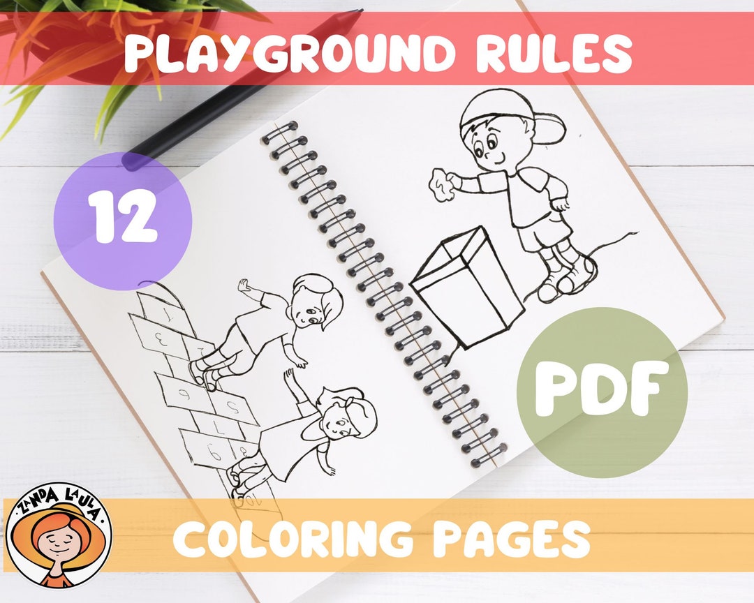 Playground Safety Rules: 12 Coloring Pages (PDF) - Etsy