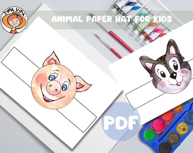 Frog paper crown, Animal paper hat for kids, instant download paper ...