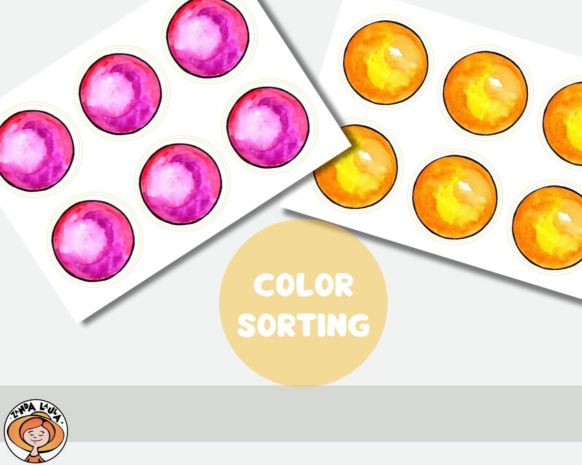 Color Sorting Printable Cards for Kids. Toddler's 10-color Recognition ...