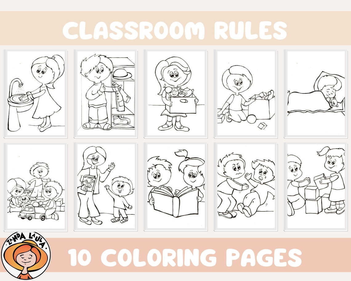 Classrom Rules Coloring Pages for Kids,10 Best Preschool Printables ...