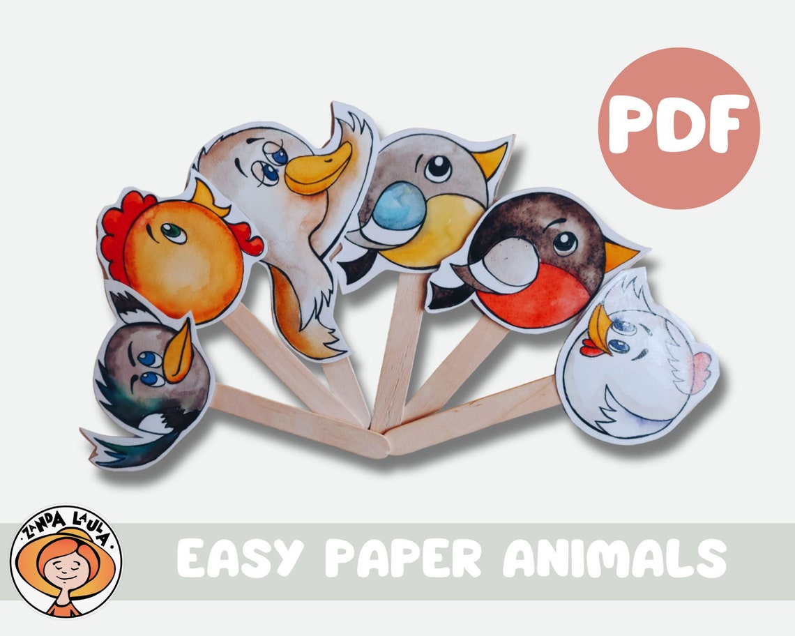 22 Animal Stick Puppets. Craft Stick Printable Puppets, Kids Pretend ...