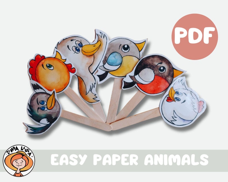 22 Animal Stick Puppets. Craft Stick Printable Puppets, Kids Pretend ...
