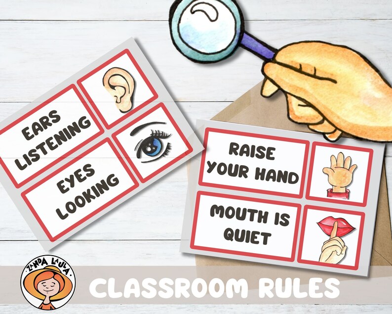 Classroom Rules and Direction Visuals for Kids. Pre-k, Preschool. Class ...