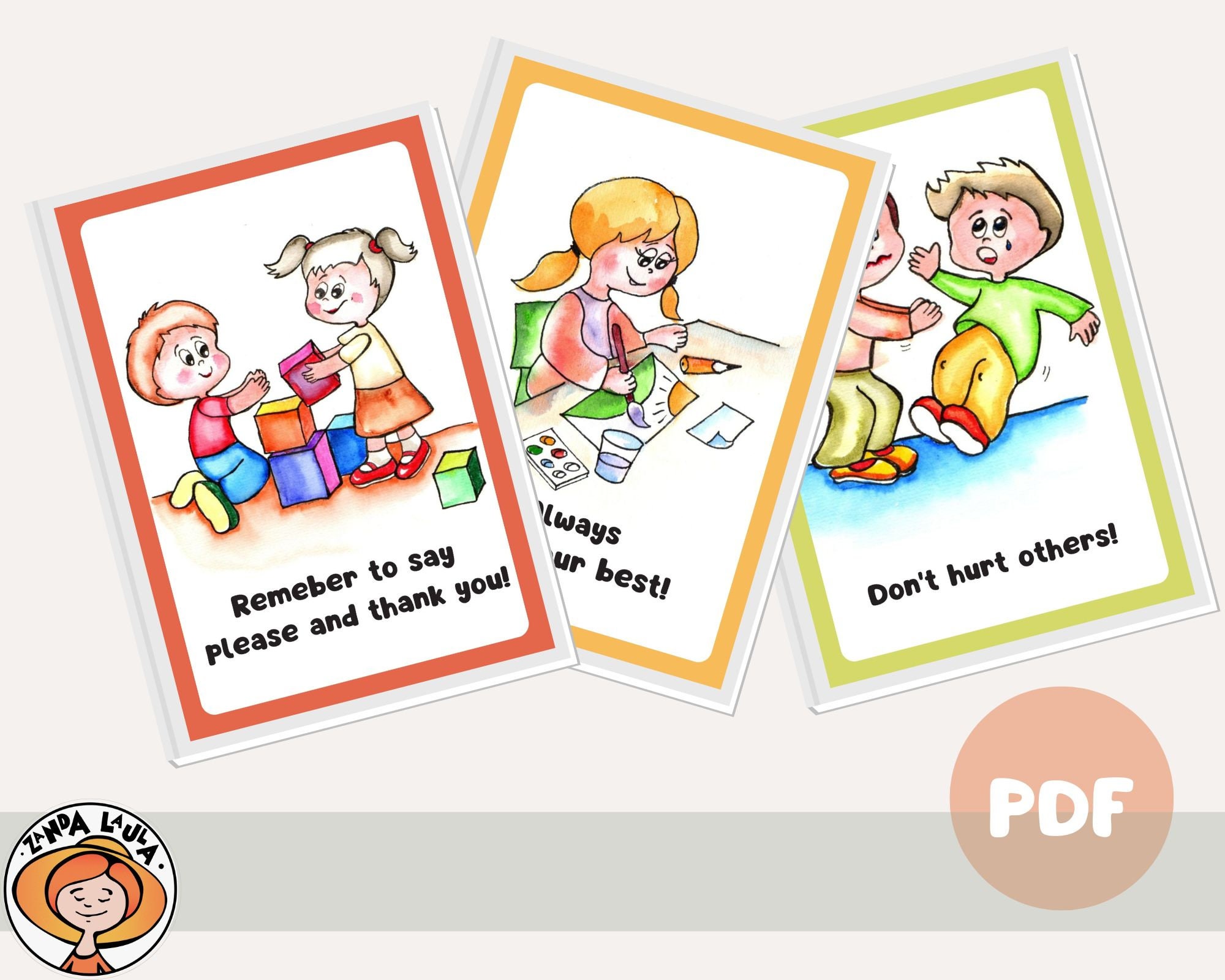 Simple Class Rules for Preschool and Daycare. 10 Colrful Posters for ...