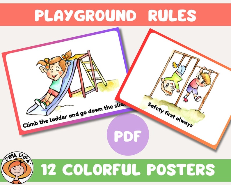 Playground Safety Rules Poster Set: Classroom Decor (PDF, JPG) - Etsy