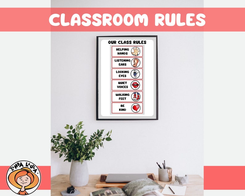 Classroom Rules Poster for Kids, Colorful Print, Kindergarten Rules ...
