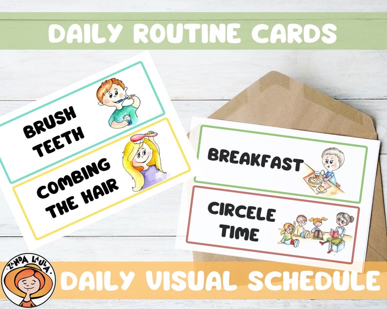 Visual Schedule for Toddler Kids. Daily Routine Cards for Kids. Daily ...
