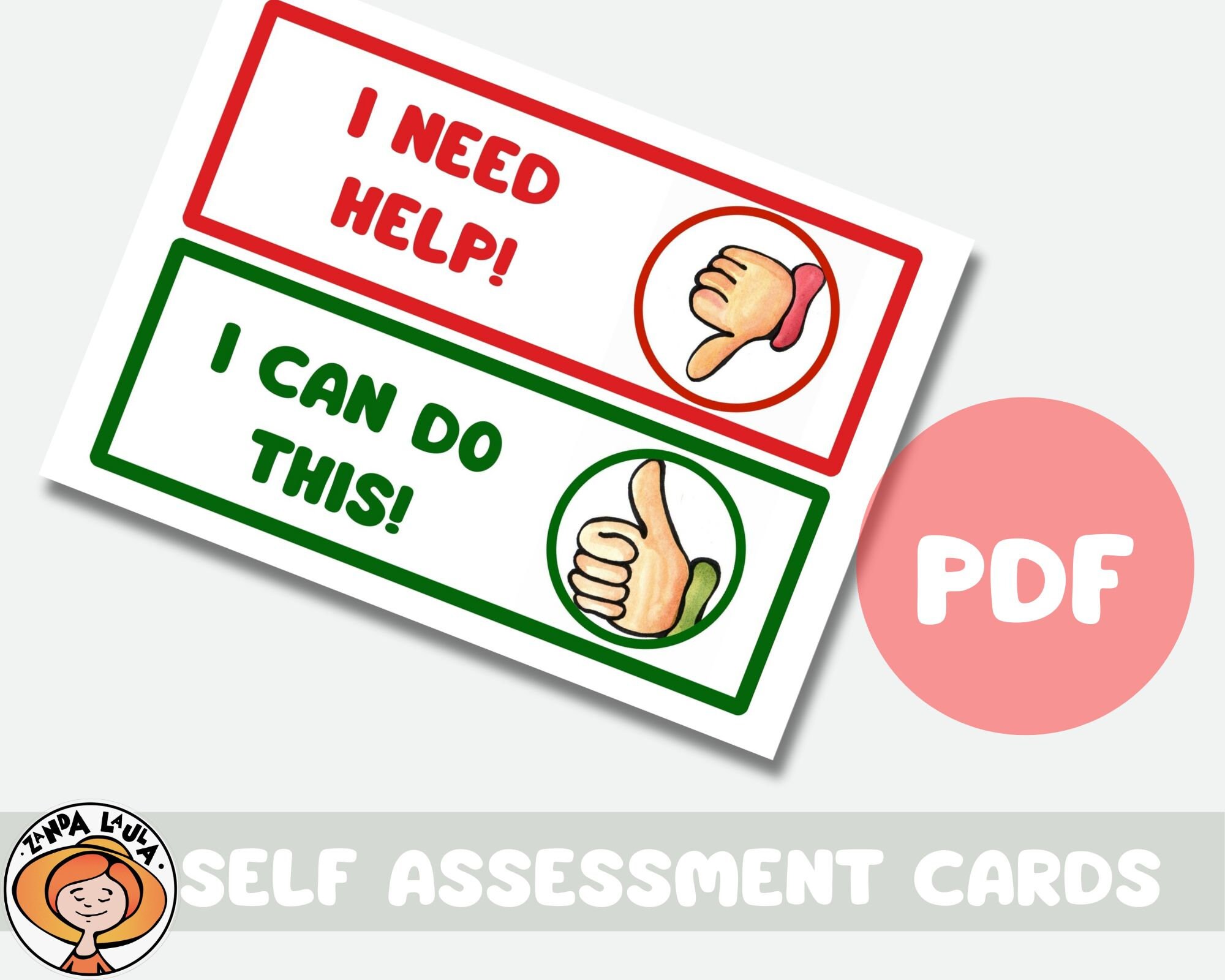 Self Assessment Cards for Kids. Formative Self-assessment of ...