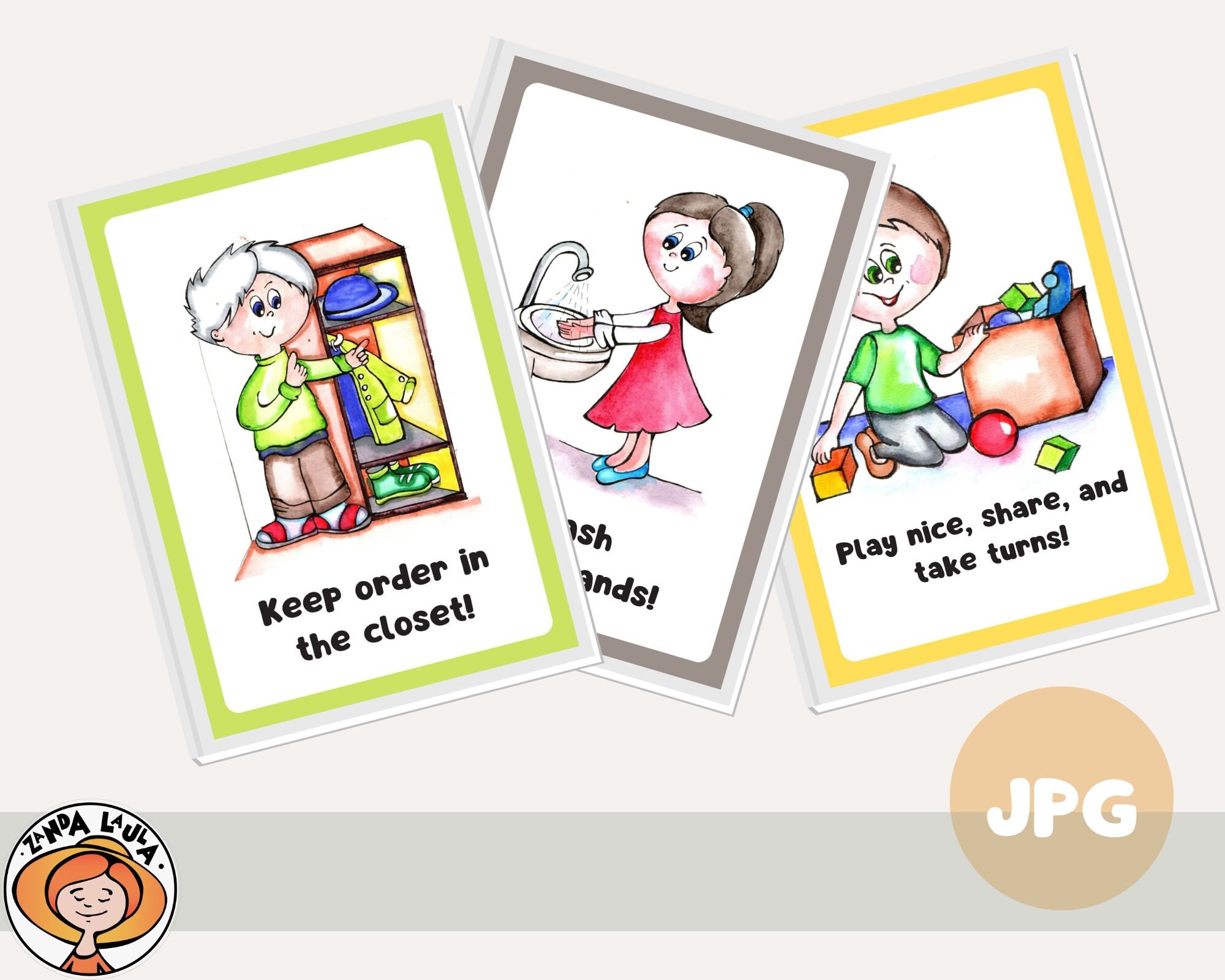 Classroom Rules Posters: 10 Colorful Prints for Preschool (PDF, JPG) - Etsy