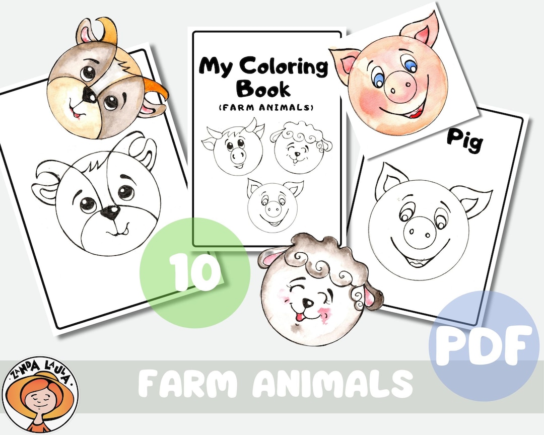 Coloring Book for Kids, Farm Animal, Toodlers Activity, Preschool ...