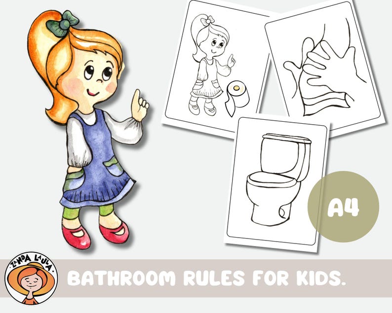 Bathroom Rules Printable: Kids Restroom Routine Poster (digital ...