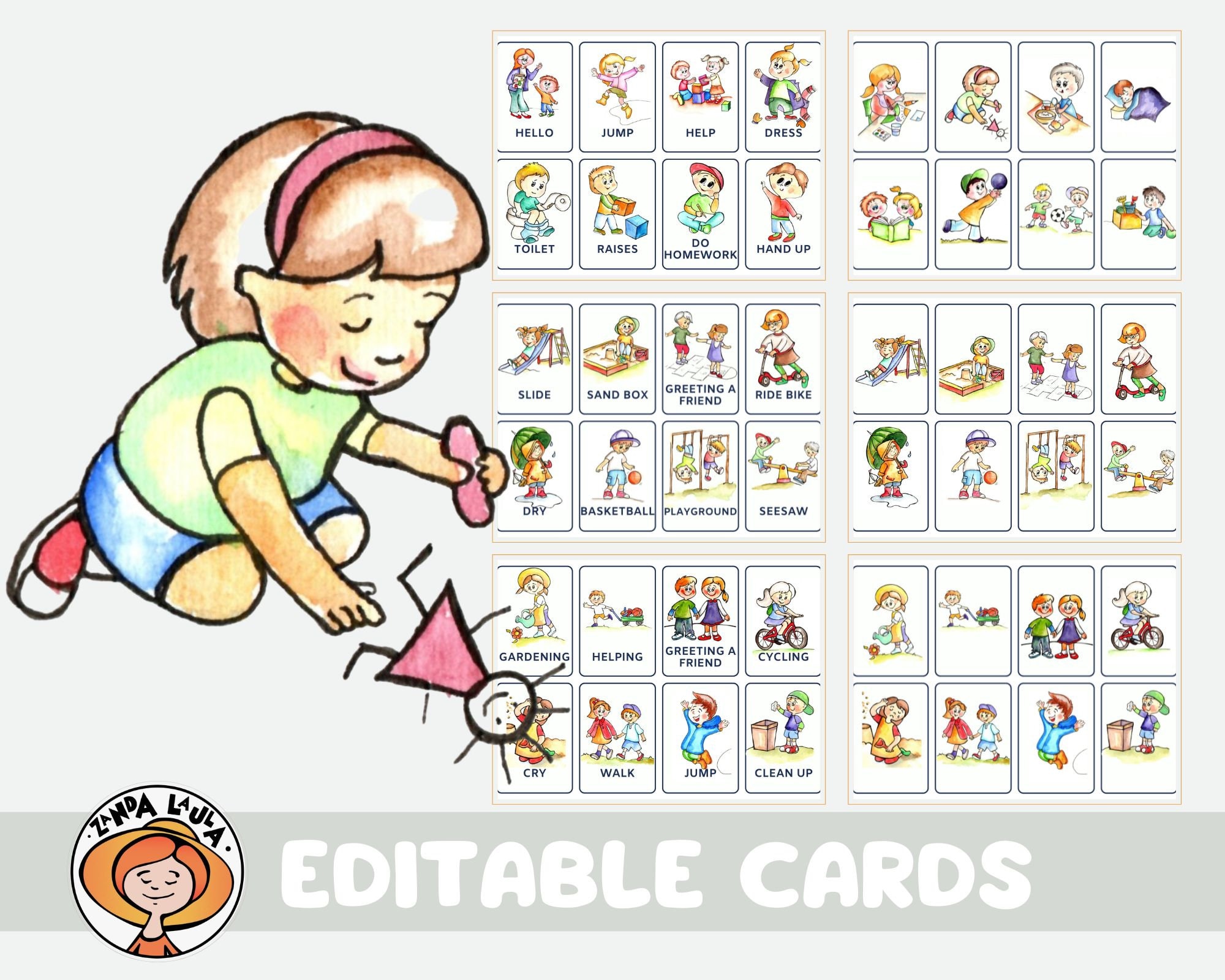 Editable Cards for Kids Visual Communication Picture Icons Schedule ...