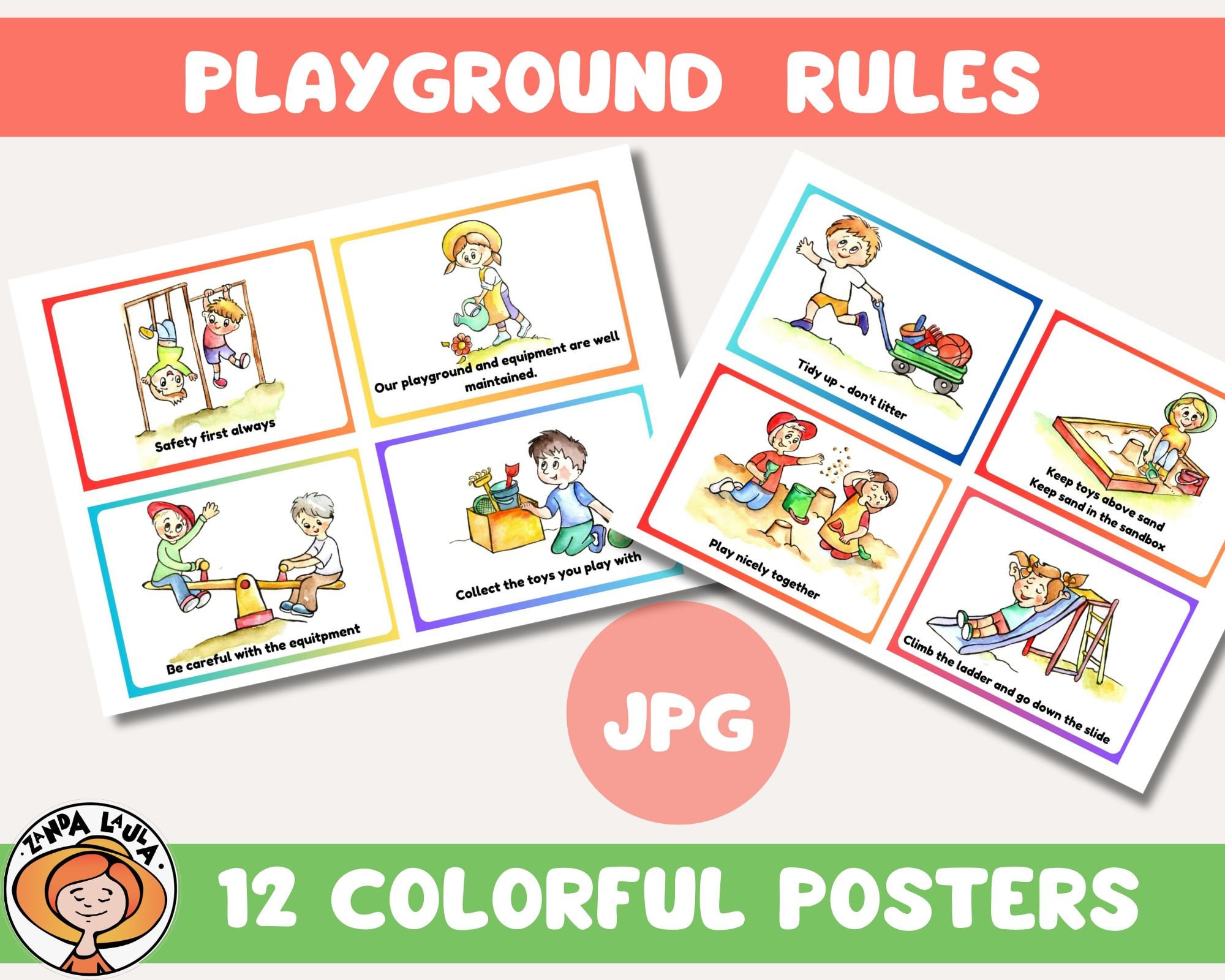Playground Safety Rules Poster Set: Classroom Decor (PDF, JPG) - Etsy