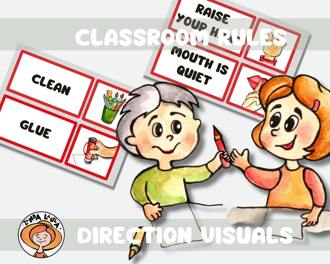 Classroom Rules and Direction Visuals for Kids. Pre-k, Preschool. Class ...