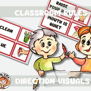 Classroom Rules and Direction Visuals for Kids. Pre-k, Preschool. Class ...