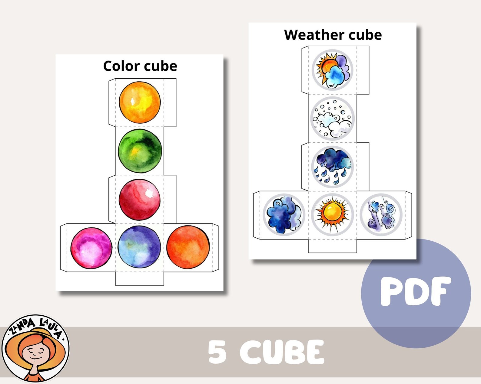 5 Cubes for Kids, Nature, Colors, Weather, Sensory, Emotion, Emotional ...