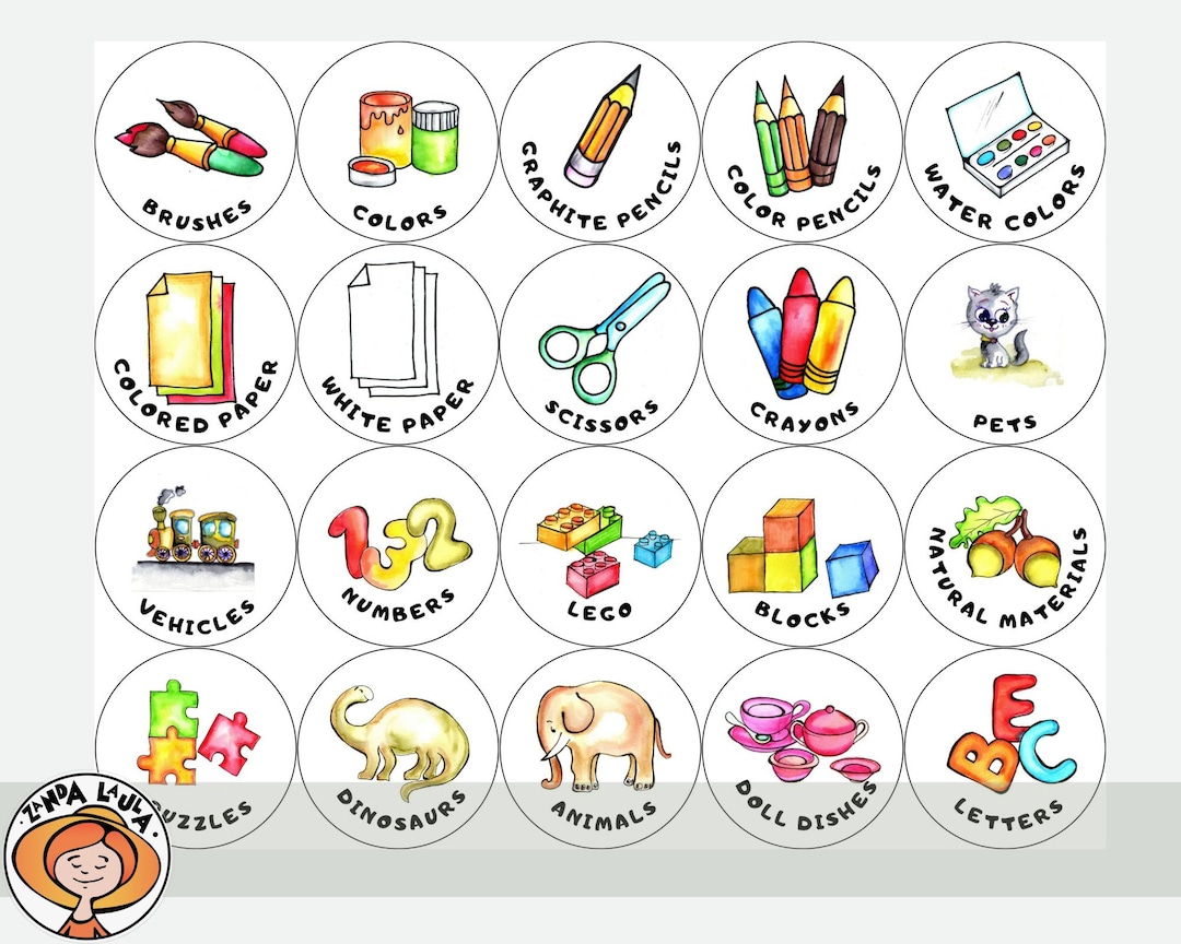 20 Labels for Preschools, Classroom Supplies Labels, Watercolor ...