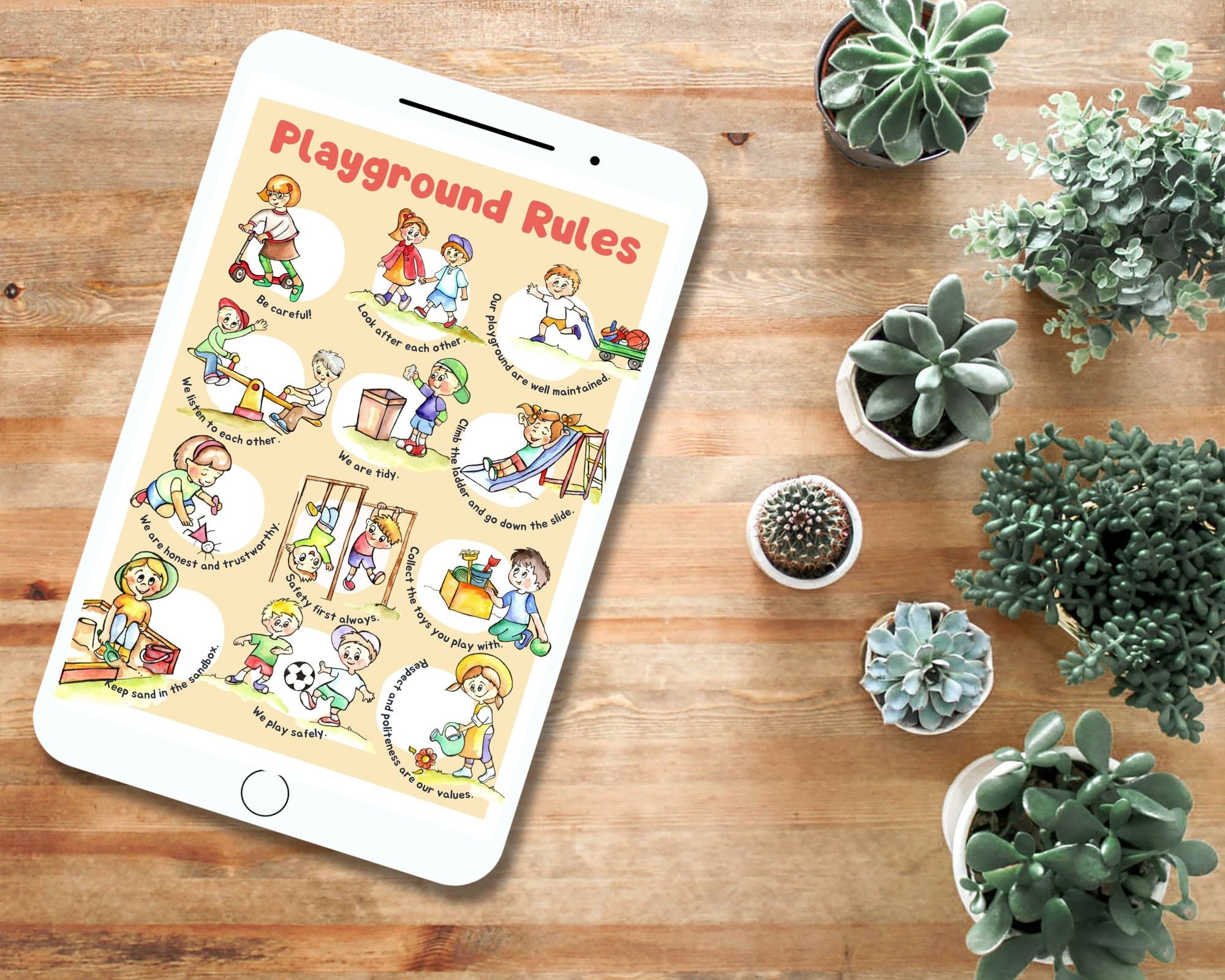 Playground Rules Poster for Kids. Poster Children, Our Rules for a ...