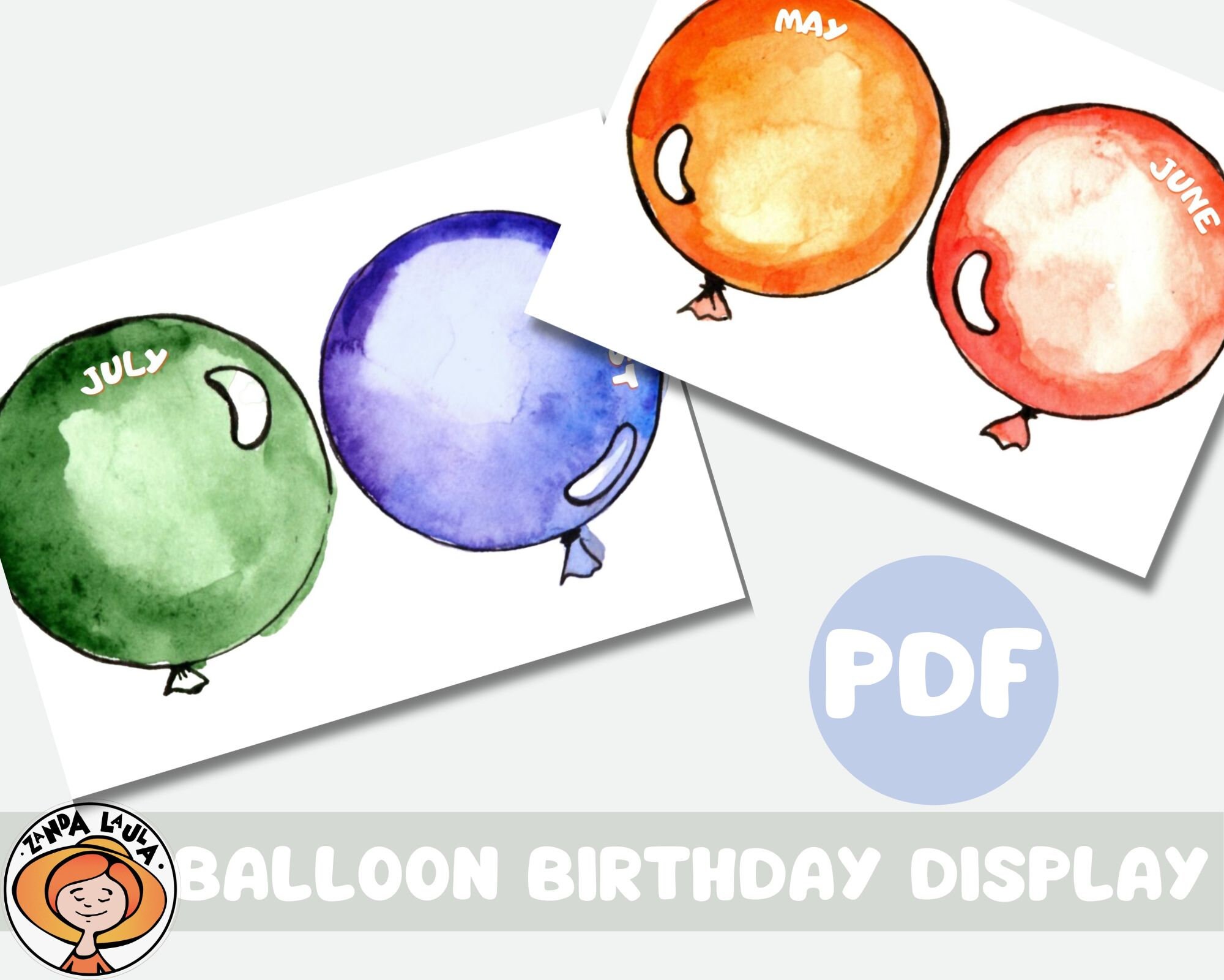 Balloon Birthday Display for Kids. Bulletin Board. Editable Birthday ...