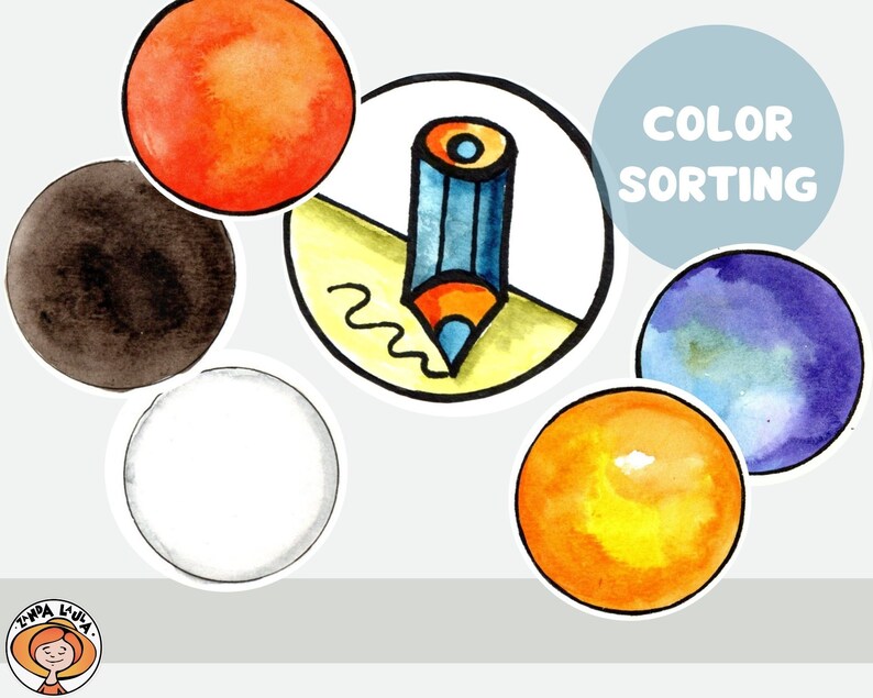 Color Sorting Printable Cards for Kids. Toddler's 10-color Recognition ...