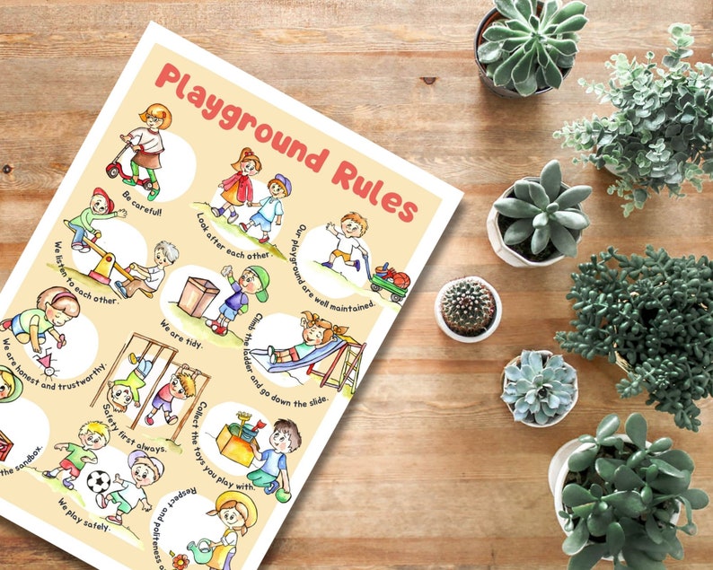 Playground Rules Poster for Kids. A3, Poster Children, Wall Decoration ...