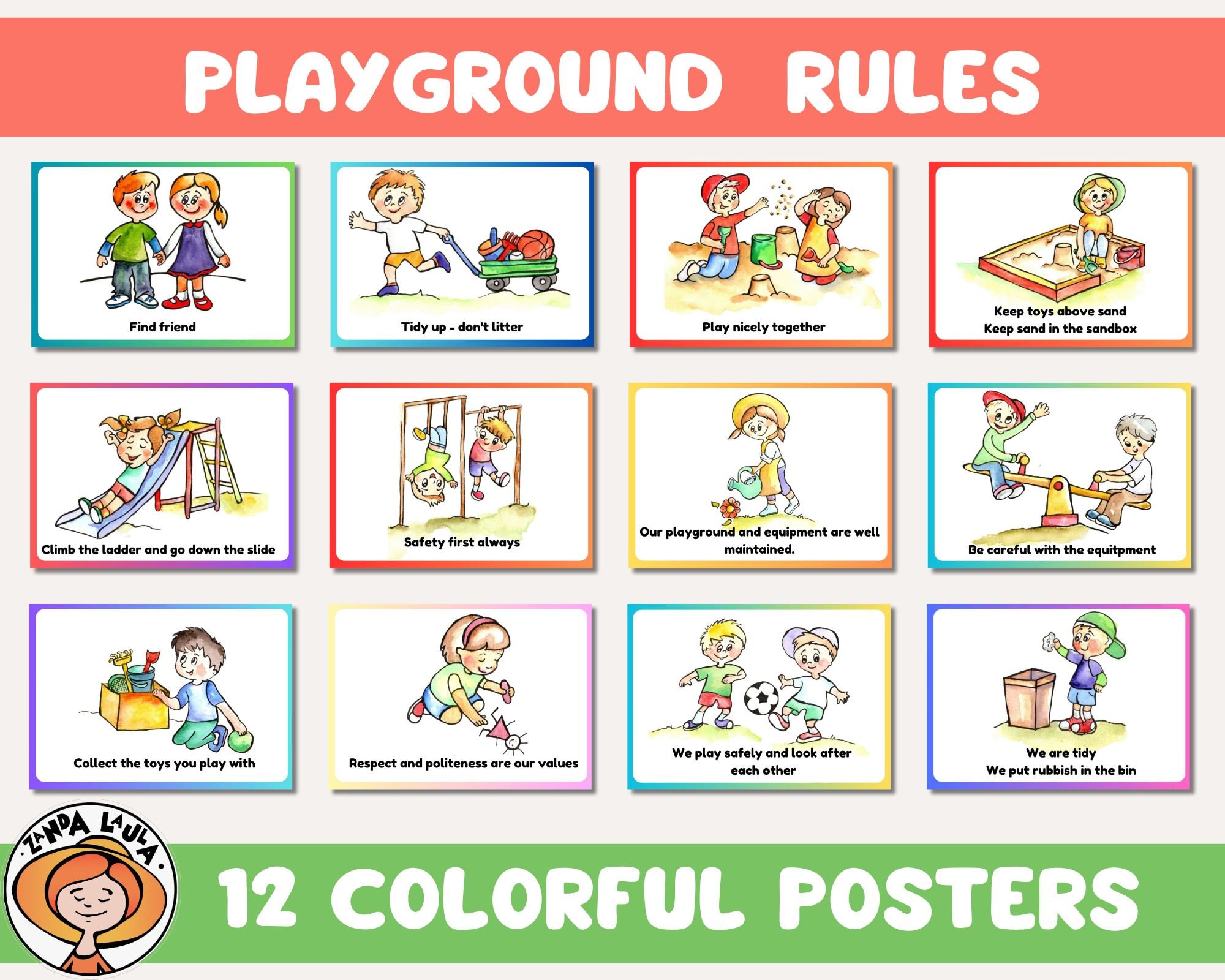 Safety Rules for Kids, Playground Rules Activities for Preschool ...