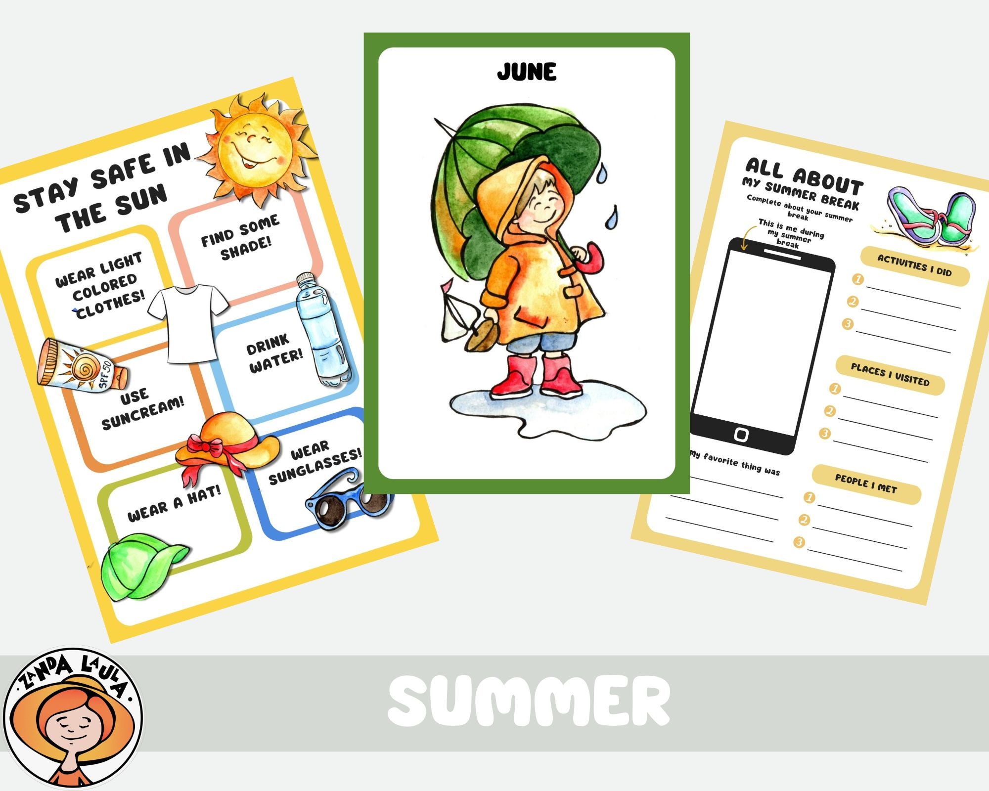 Summer Activities for Kids, 20 Worksheets Coloring Pages, Sun Safety ...