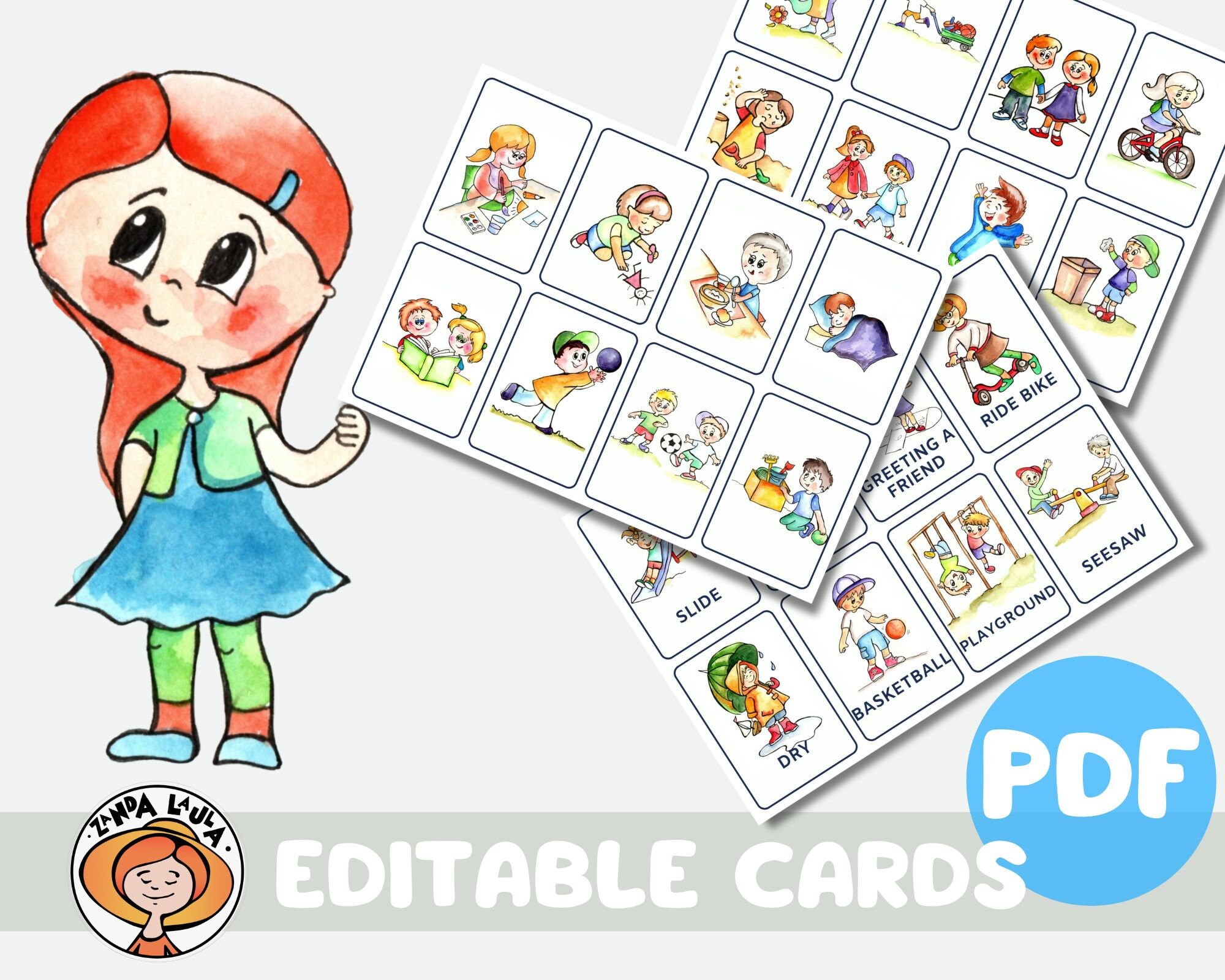 Editable Cards for Kids Visual Communication Picture Icons Schedule ...