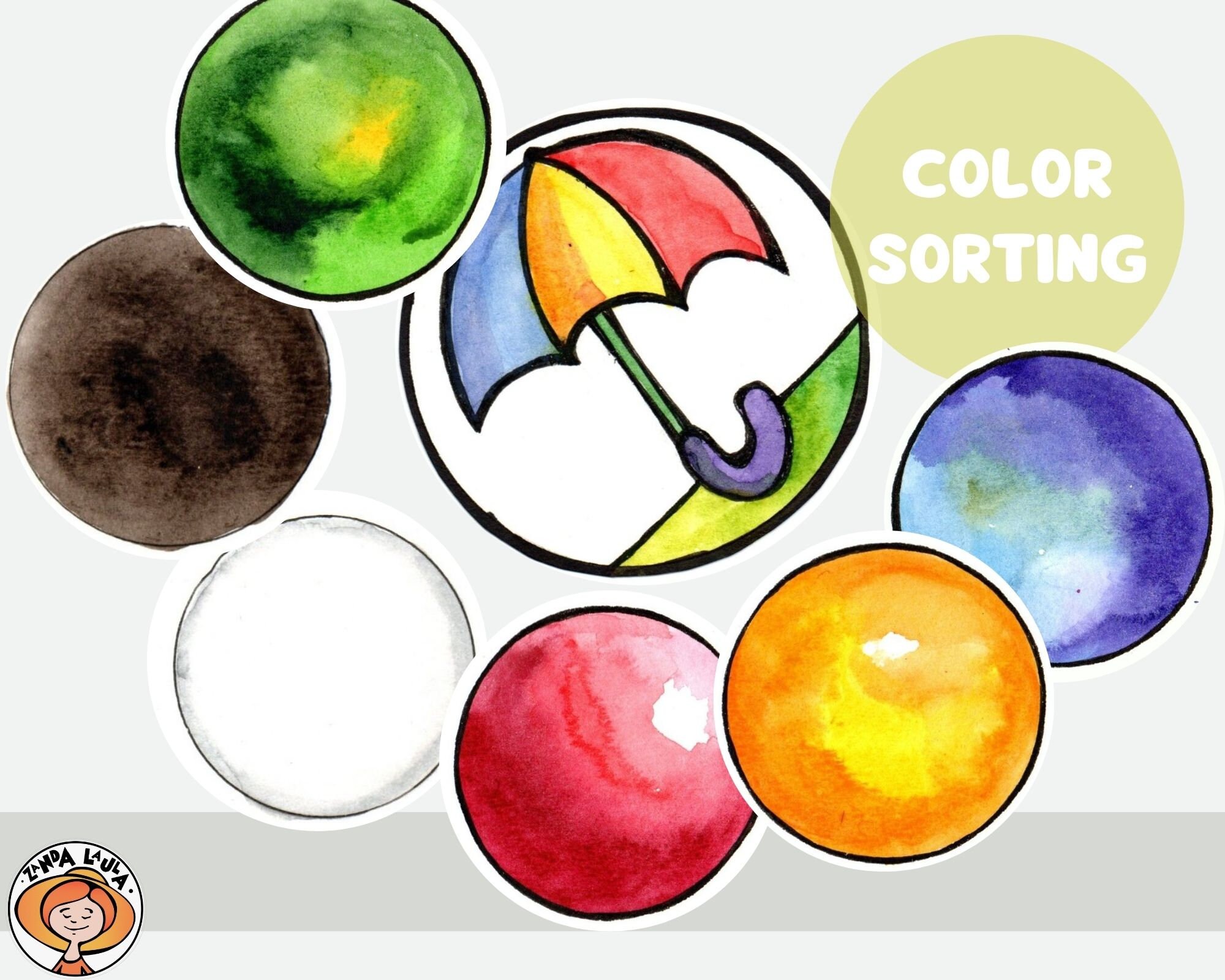 Color Sorting Printable Cards for Kids. Toddler's 10-color Recognition ...