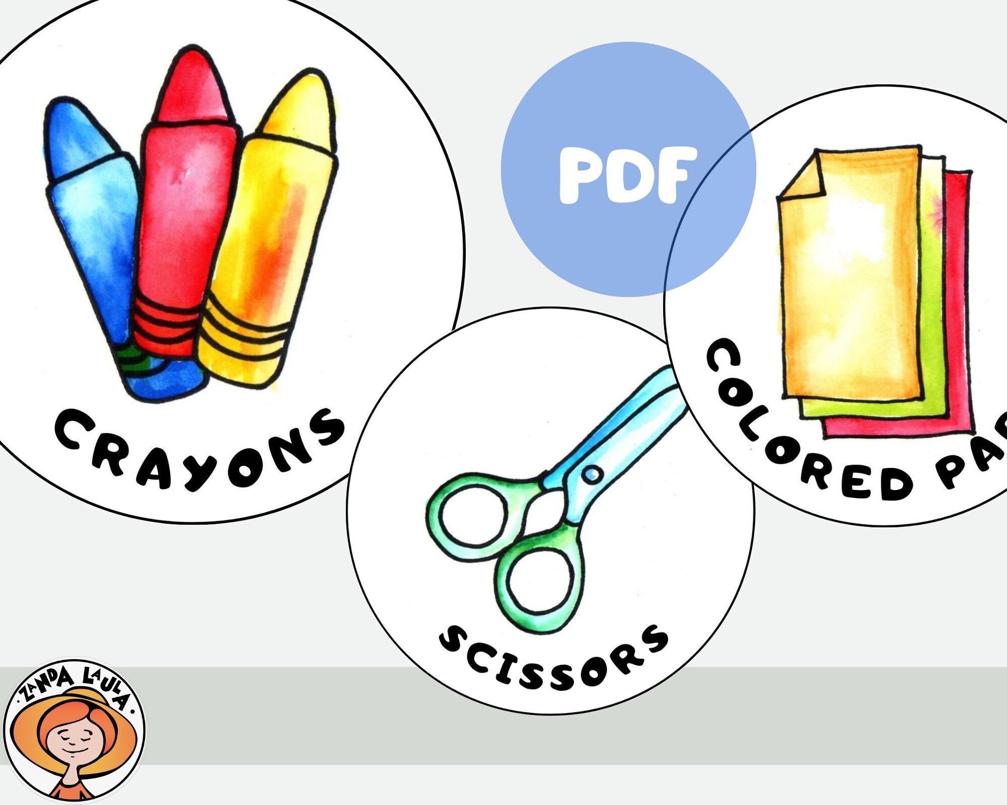 20 Labels for Preschools, Classroom Supplies Labels, Watercolor ...