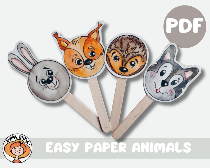 22 Animal Stick Puppets. Craft Stick Printable Puppets, Kids Pretend ...