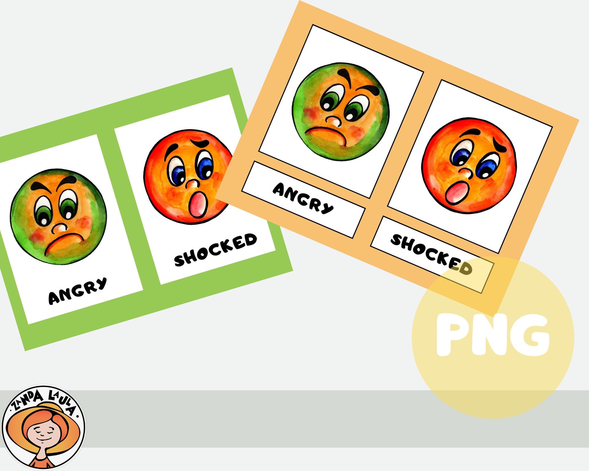 Colorful Emotion Faces Flashcards. Feelings Cards, Emotions Chart ...