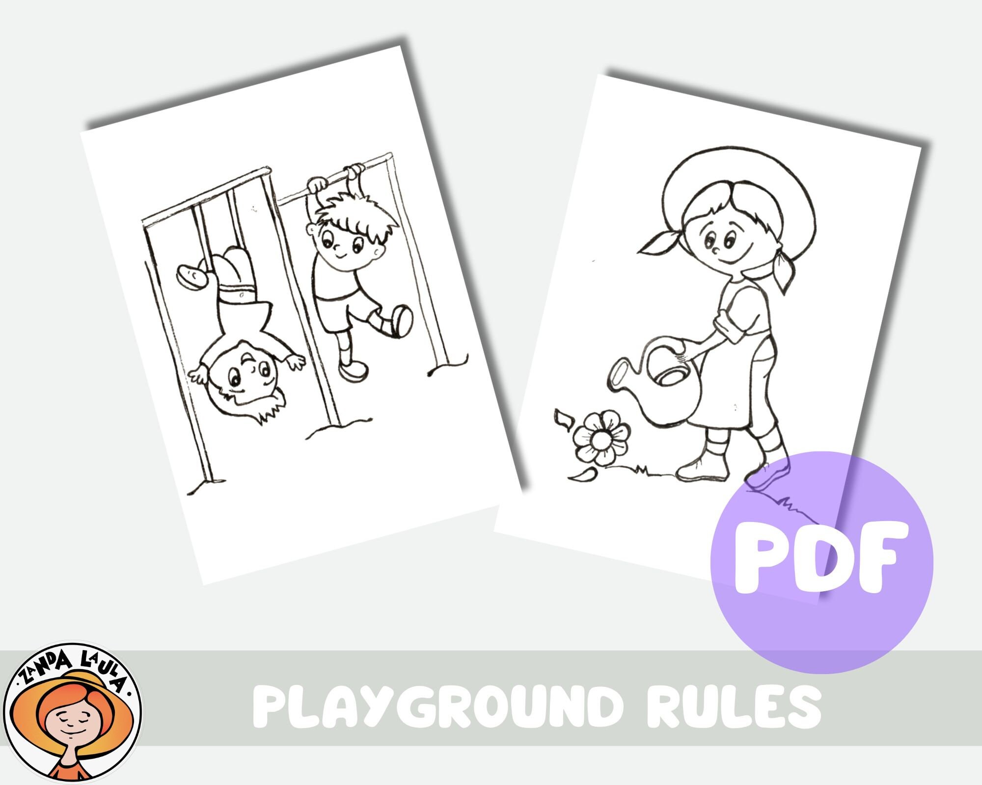 Playground Safety Rules: 12 Coloring Pages (PDF) - Etsy