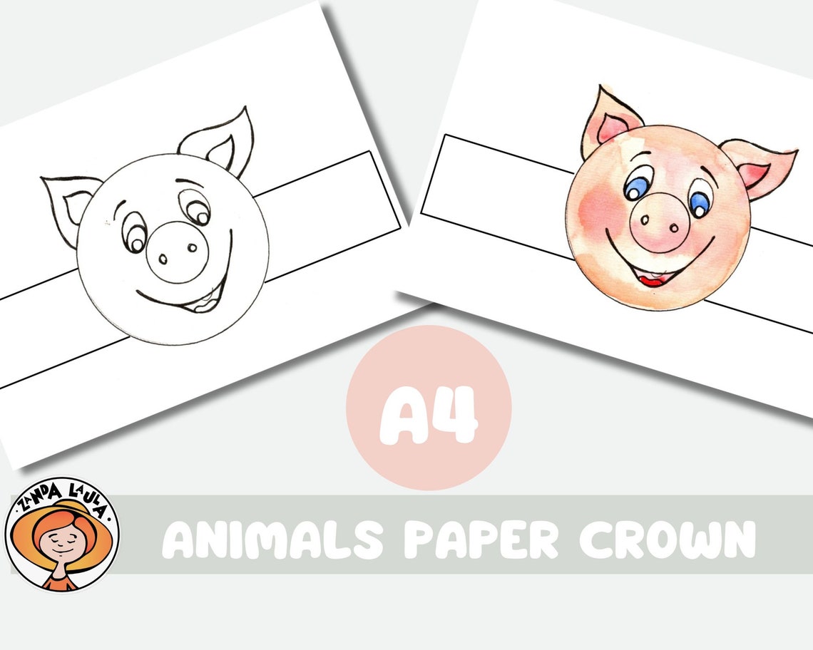 Coloring Paper Crown, 15 Animal Paper Hat for Kids, Printable Mask ...