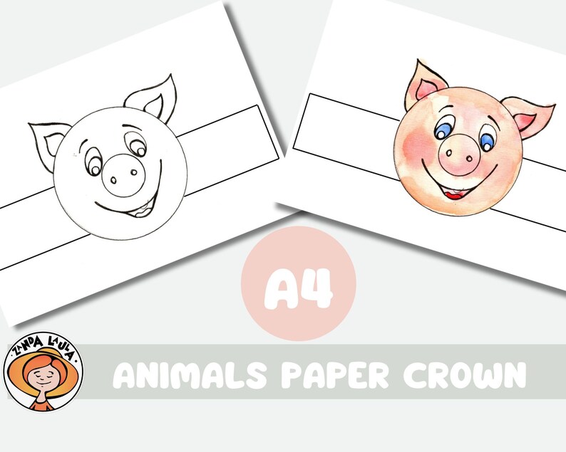 Coloring Paper Crown, 15 Animal Paper Hat for Kids, Printable Mask ...