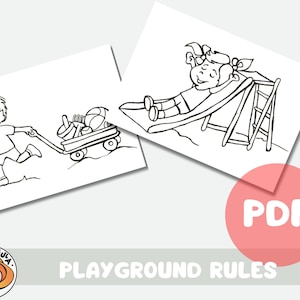 Playground Safety Rules: 12 Coloring Pages (PDF) - Etsy