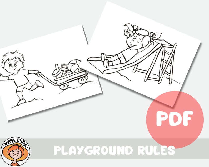 Playground Safety Rules: 12 Coloring Pages (PDF) - Etsy
